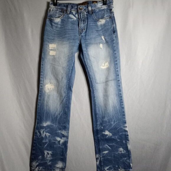 Akoo | Jeans | Akoo Brand Mens Straight Leg Distressed Lightening ...